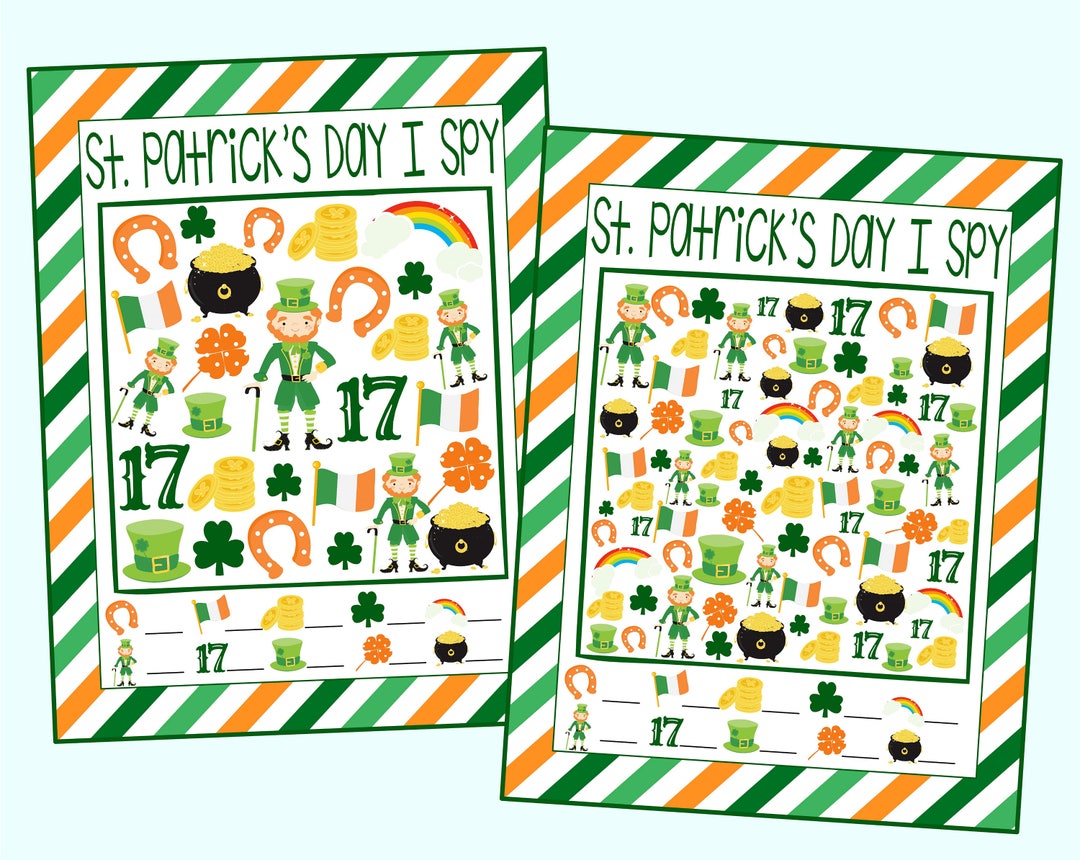 St. Patrick's Day I Spy Printable Games. 5 Different Sheets Easier to ...