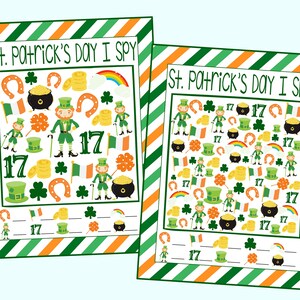 St. Patrick's Day I Spy Printable Games. 5 Different Sheets Easier to ...
