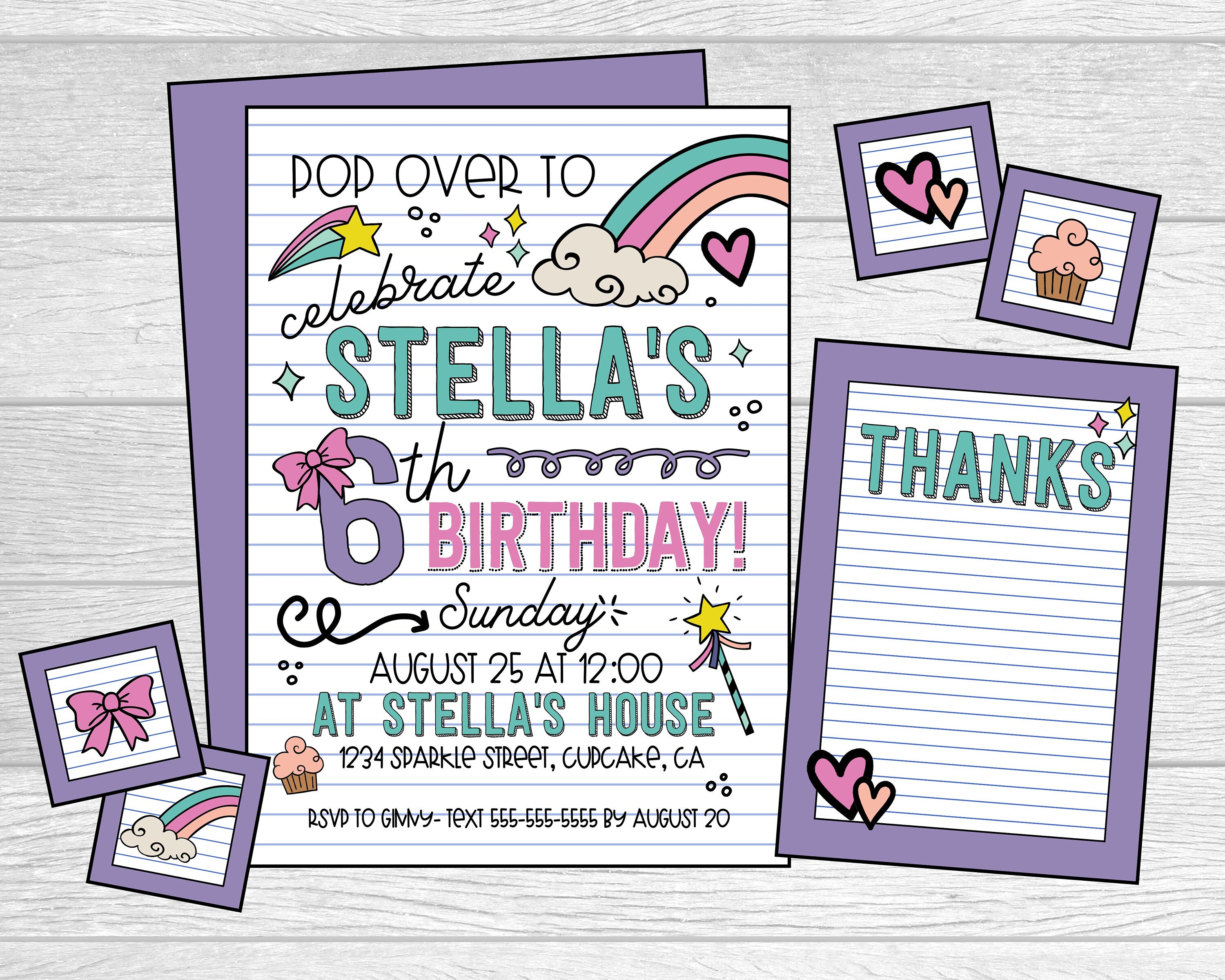 Doodle Pop Birthday Invitation. Personalized and Printable Invitation ...