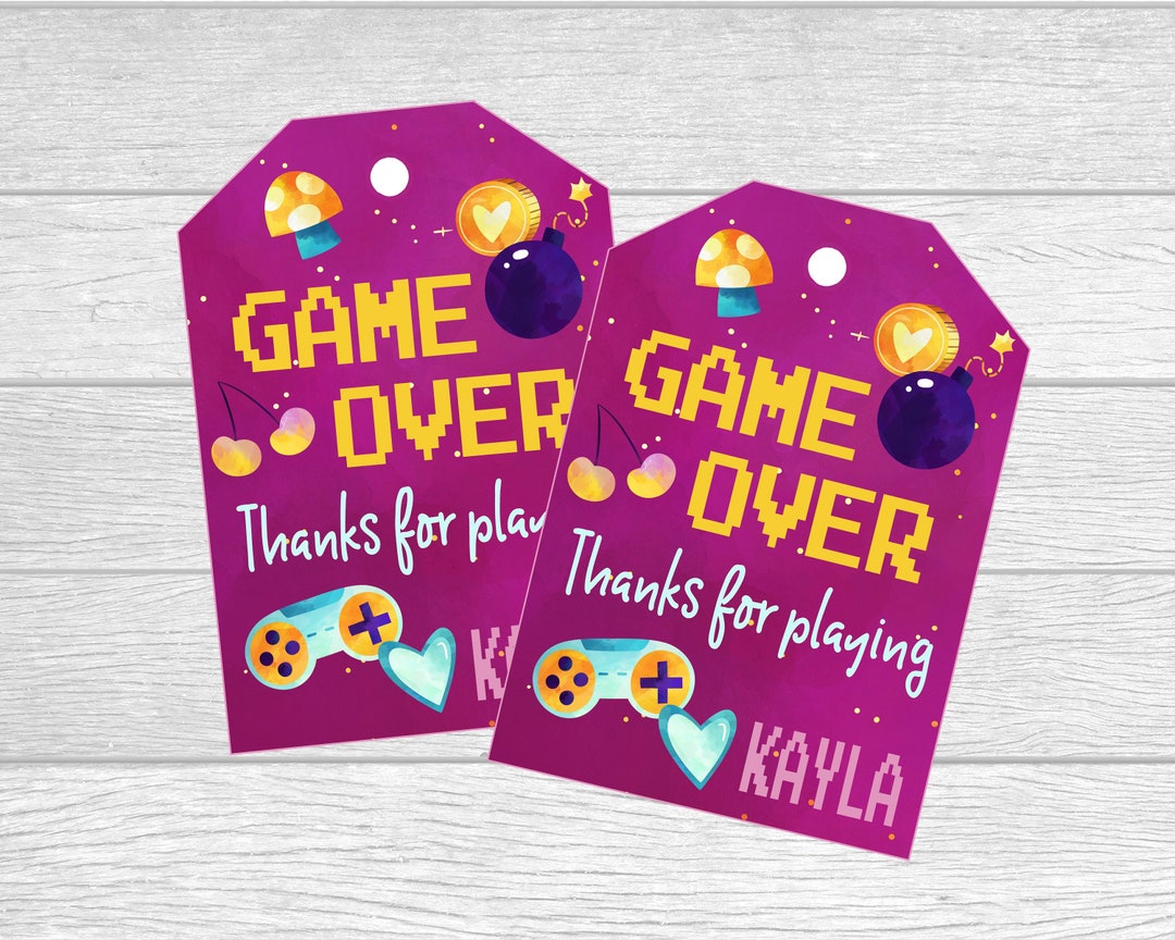 Personalized Printable Gamer Girl Party Favor Tag. Game Over. Video ...