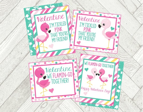 Flamingo Valentine Cards. I'm Tickled Pink That You're | Etsy