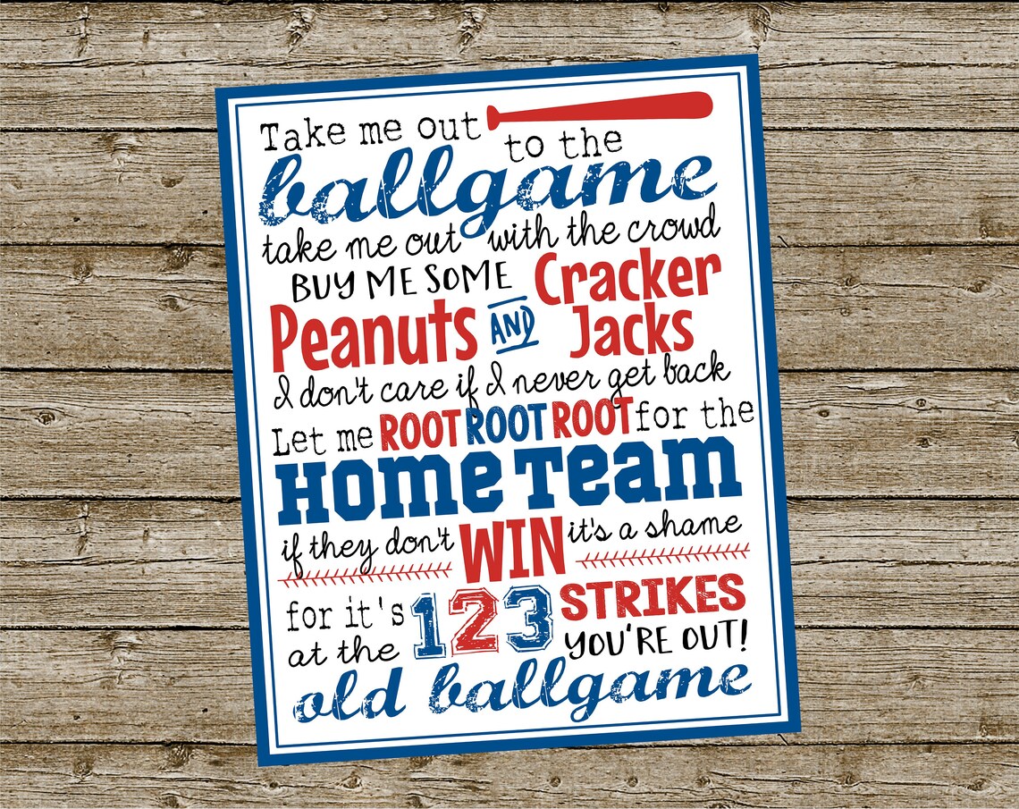 Baseball Subway Sign. Take Me Out the Ballgame Sign. Printable | Etsy