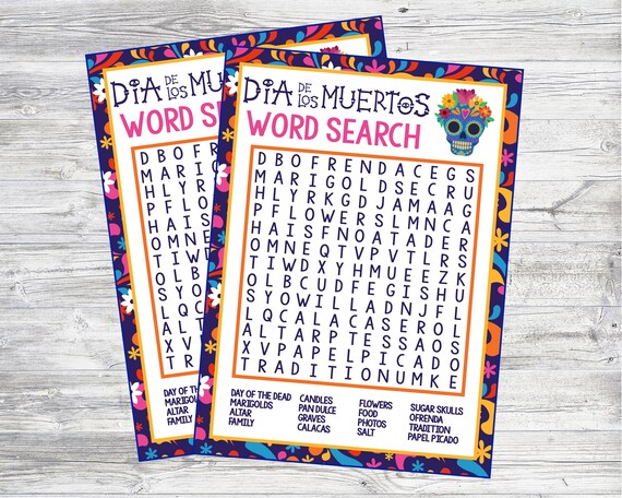 Printable Dia De Los Muertos Word Search. Day of the Dead Word | Etsy