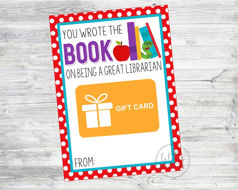 Printable Librarian Gift Card Holder. You Wrote the Book on Being A ...