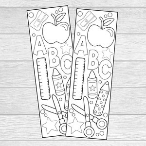 Back to School Color Your Own Bookmarks. Printable Bookmarks Instant ...