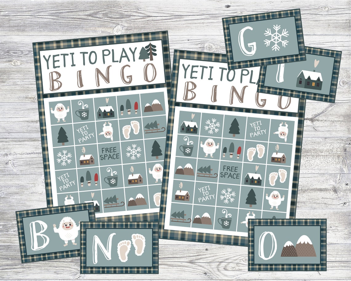 Printable Yeti Bingo Set. Yeti to Play Bingo Game for Winter - Etsy