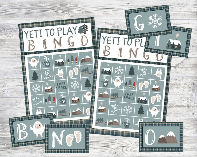 Printable Yeti Bingo Set. Yeti to Play Bingo Game for Winter - Etsy
