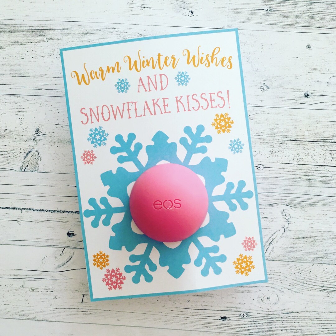 Warm Winter Wishes & Snowflake Kisses Lip Balm Card for Holiday Gifts ...