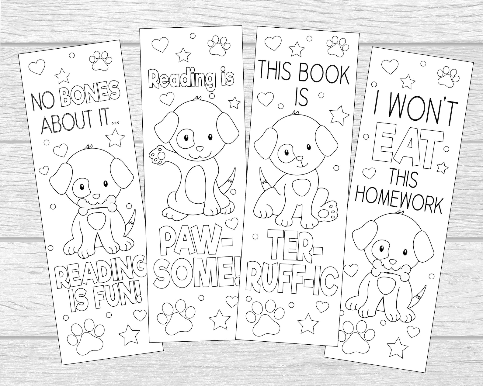 Printable Color Your Own Puppy Bookmarks. Reading is Paw-some | Etsy