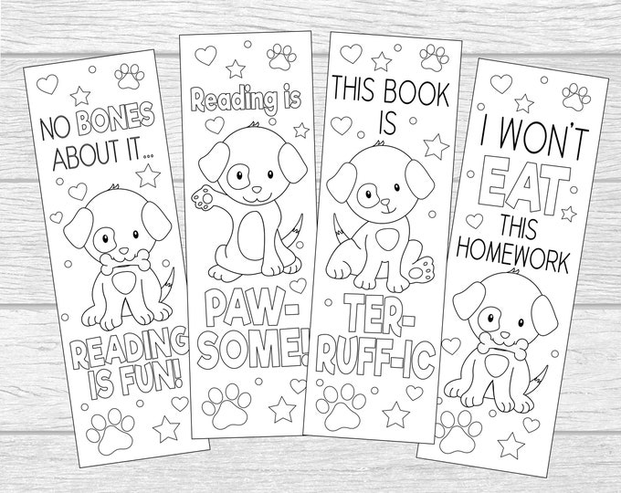 Printable Color Your Own Puppy Bookmarks. Reading is Paw-some - Etsy