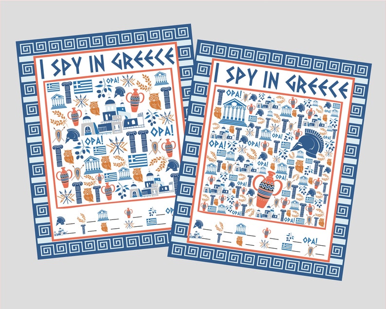 Greece I Spy Printable Games. 5 Different Sheets Easier to | Etsy