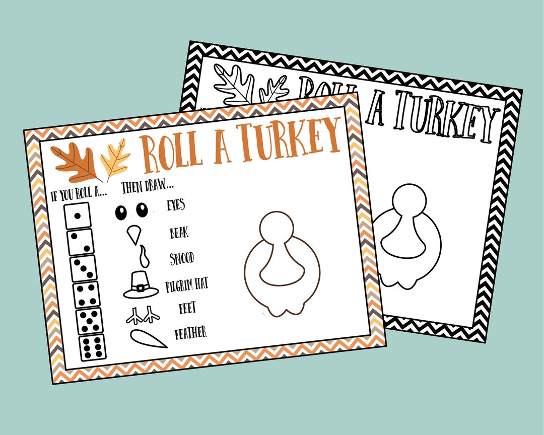 Printable Roll A Turkey Game. Thanksgiving Turkey Dice Game - Etsy