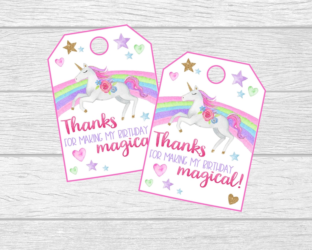 Printable Unicorn Birthday Party Favor Tags. Printable Instant Digital ...