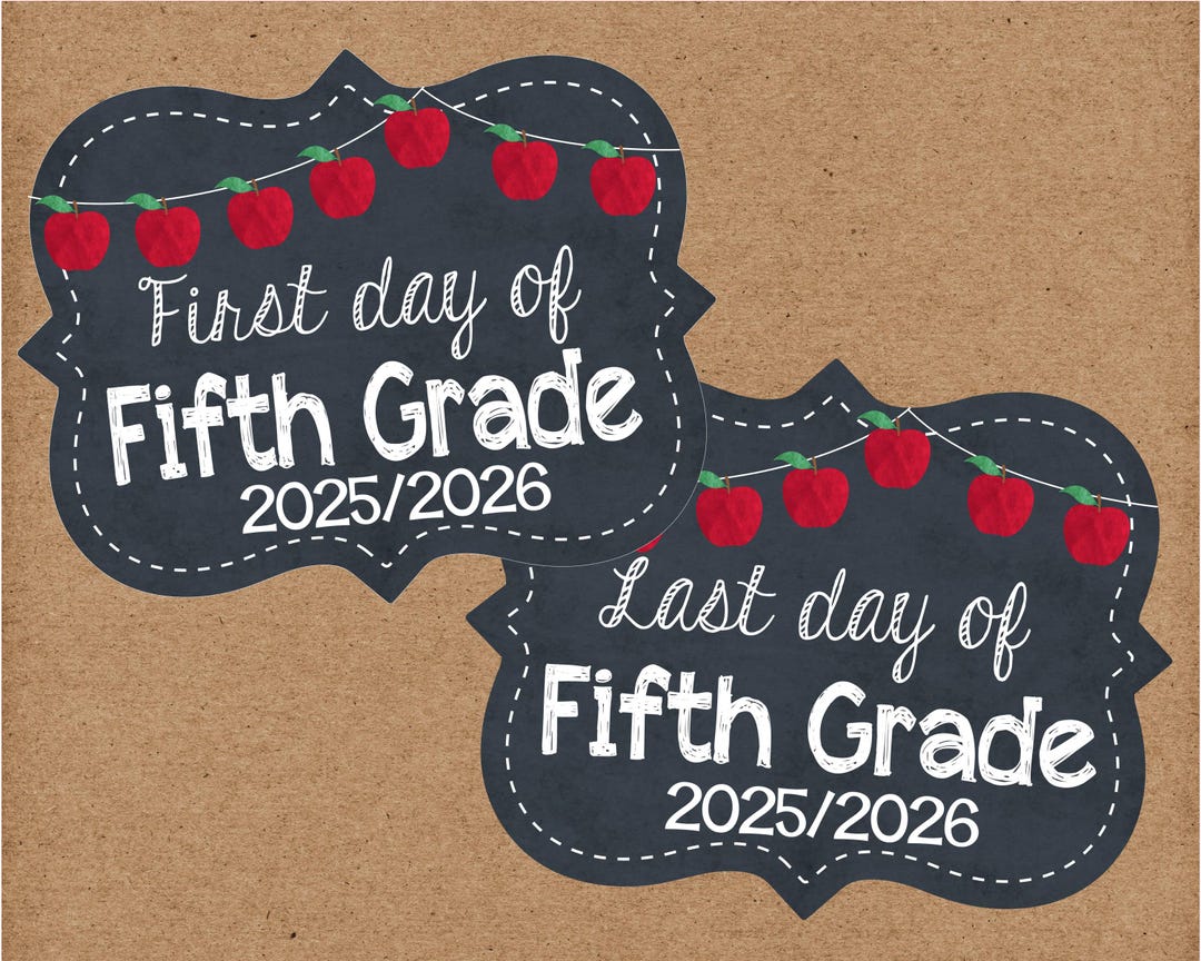 Fifth Grade First Day of School Sign. First Day Back to School Photo ...