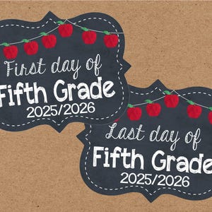Fifth Grade First Day of School Sign. First Day Back to School Photo ...