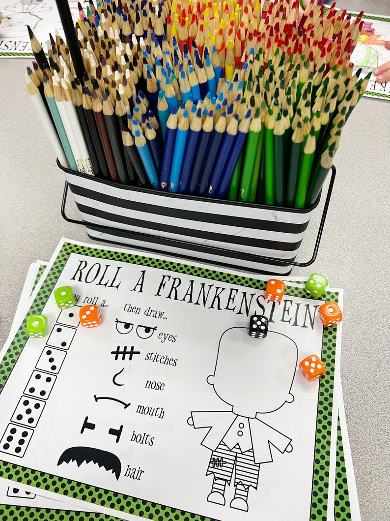 Printable Roll A Frankenstein Game. Frankenstein's Monster Classroom ...