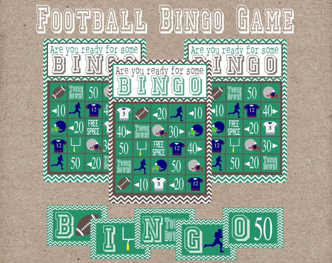 36 Card Football Bingo Game Set. Football Bingo Game Cards Plus Calling ...