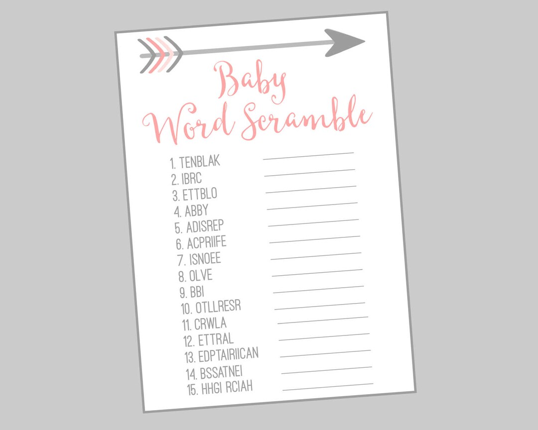 Baby Word Scramble Baby Shower Game for Adventure Awaits Baby Shower ...