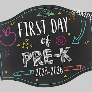 First Day of Pre-k Doodle Sign. Instant Digital Download. Includes ...