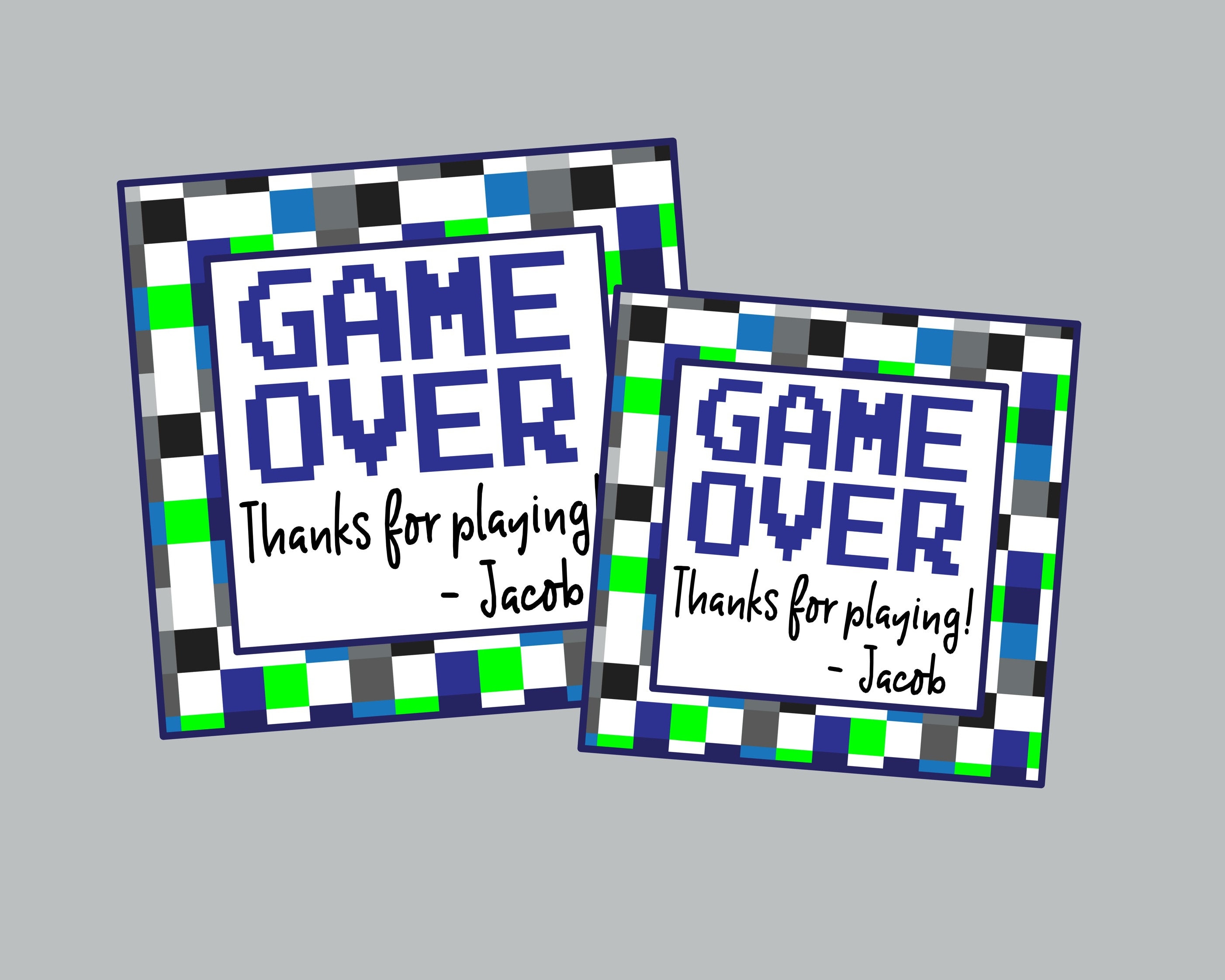 Personalized Game Over Favor Tags for Video Game Birthday Party ...