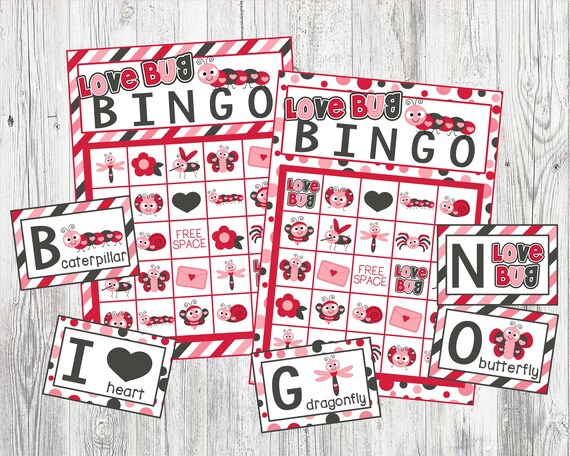 Printable Love Bug Valentine's Day Bingo Game. 24 Card | Etsy