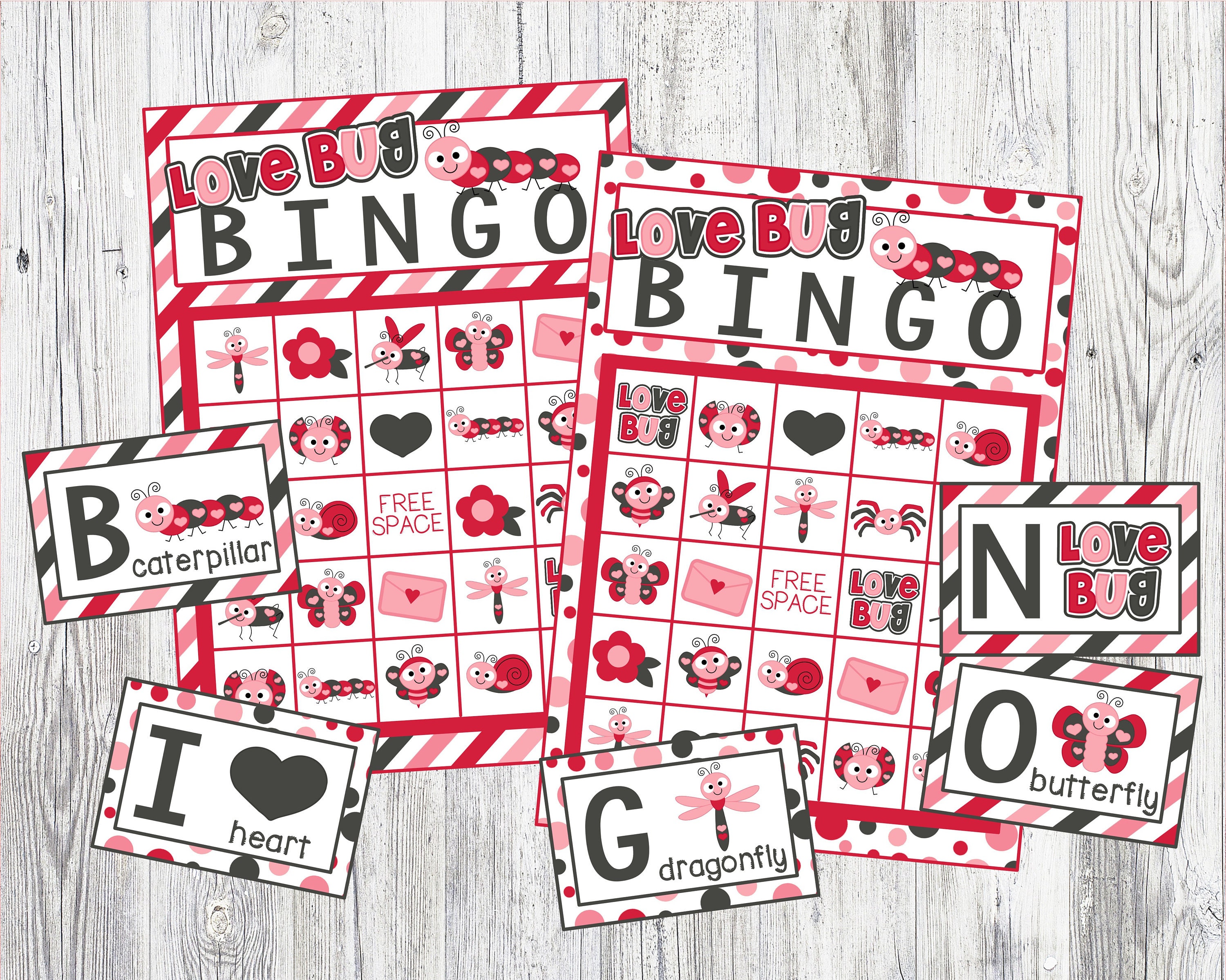 Printable Love Bug Valentine's Day Bingo Game. 12 Card | Etsy