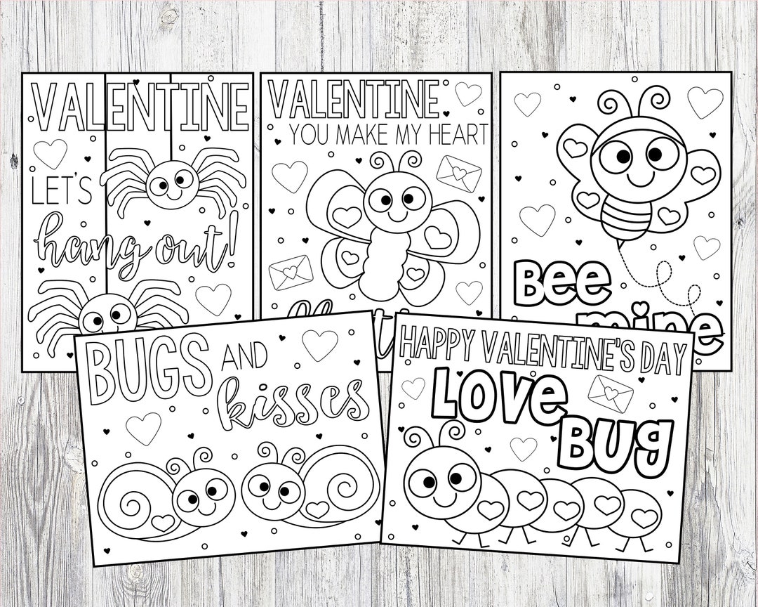 Printable Love Bug Valentine's Day Coloring Pages for Kids or Adults ...