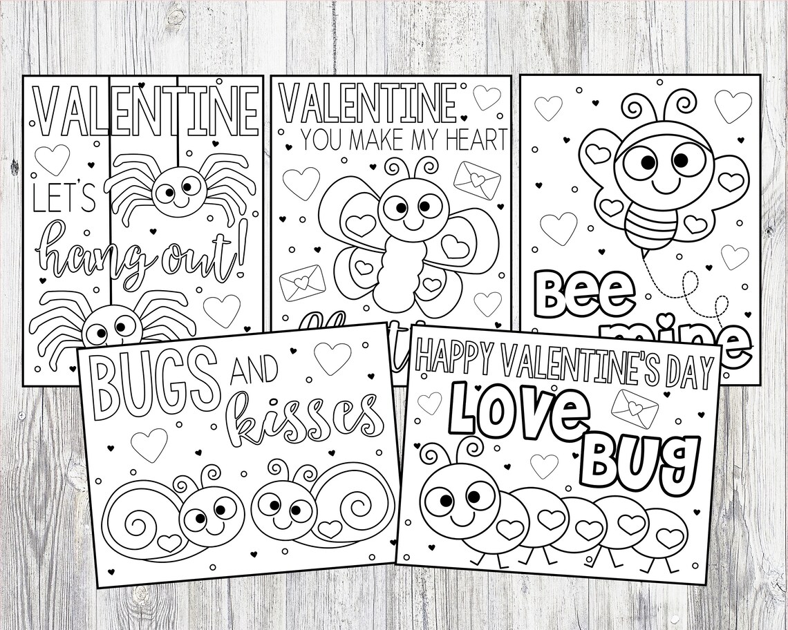 Printable Love Bug Valentine's Day Coloring Pages for Kids | Etsy