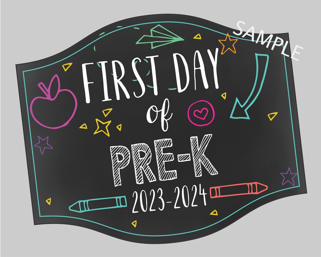 First Day of Pre-k Doodle Sign. Instant Digital Download. - Etsy