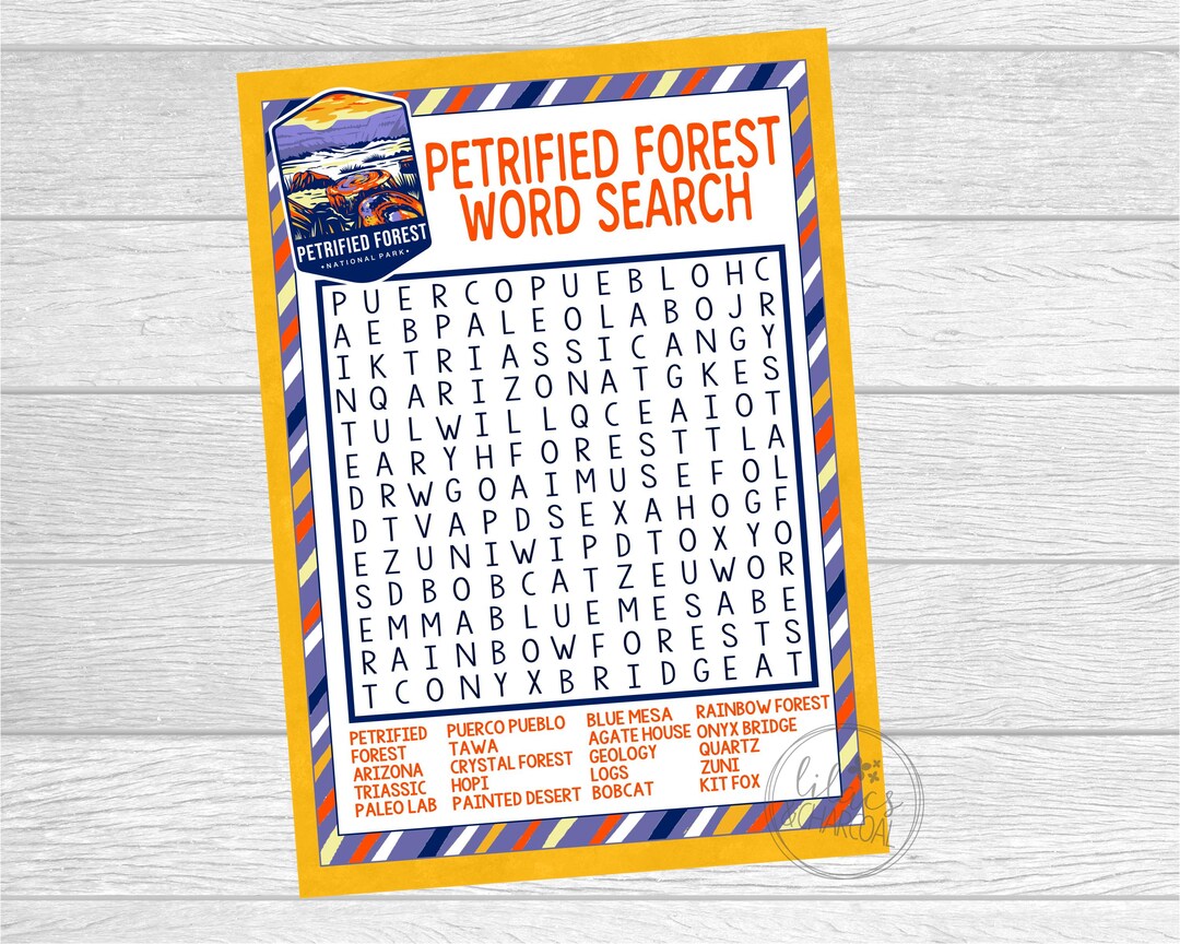 Printable Petrified Forest NP Word Search. Word Search for National ...