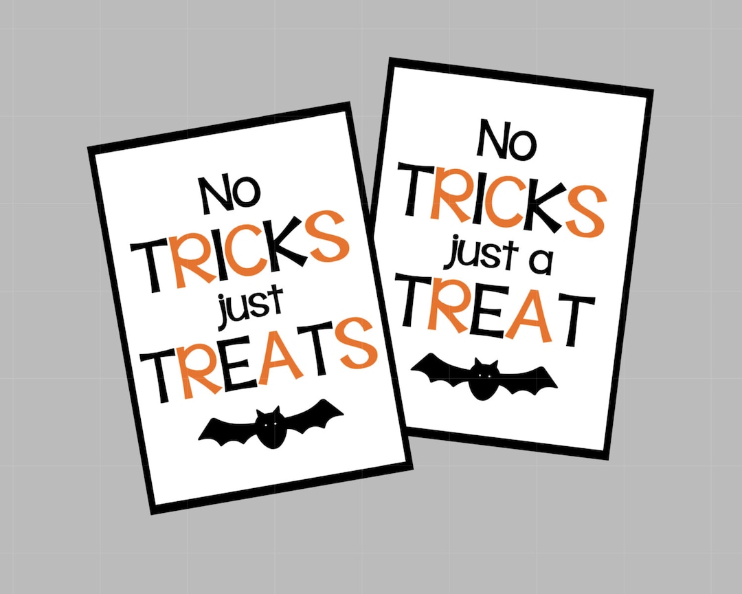 No Tricks Just Treats Halloween Tags. No Tricks Just A Treat. Halloween ...