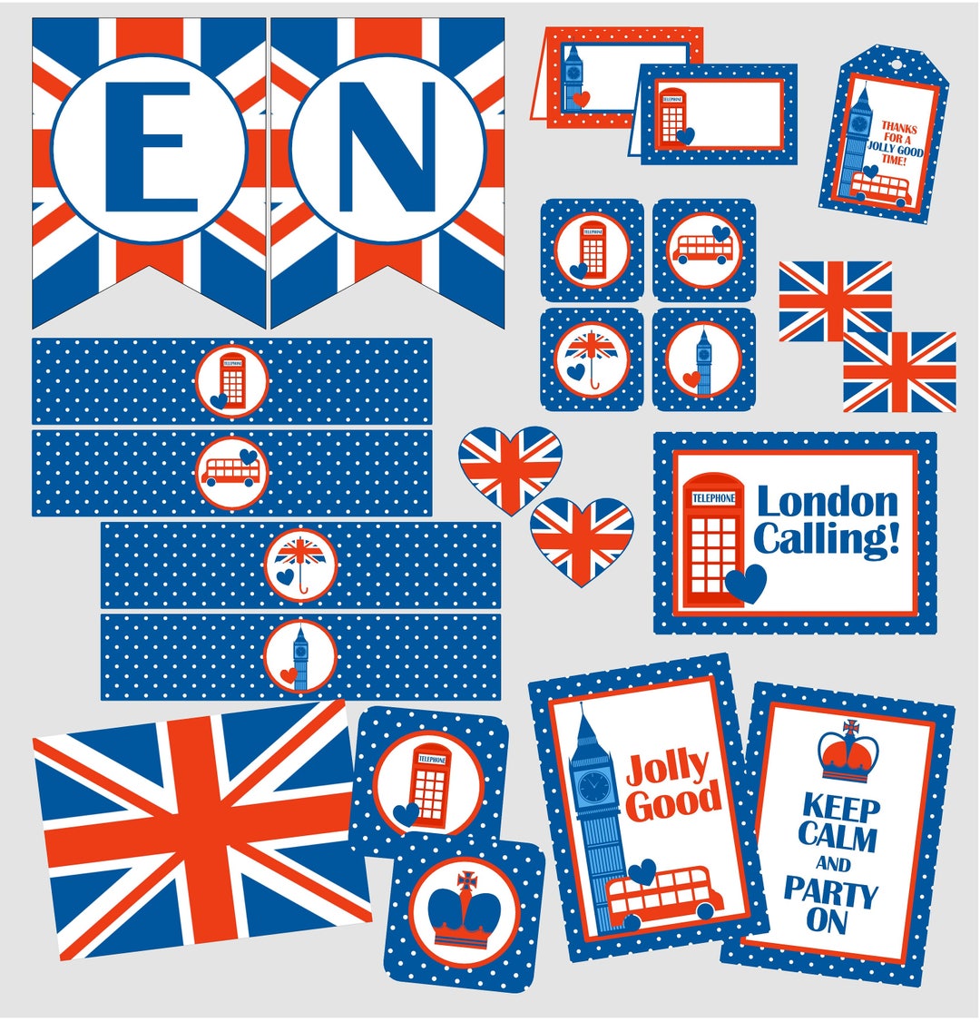 England Party Decor Mini Pack. UK, London, British Party Decorations ...