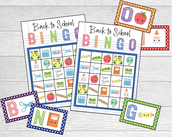 Printable Back to School Bingo Set. Kawaii Back to School - Etsy Australia