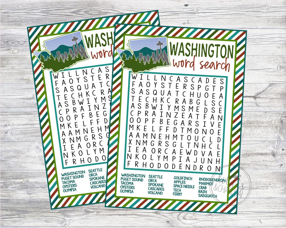 Printable Washington Word Search. Word Search for Washington US States ...