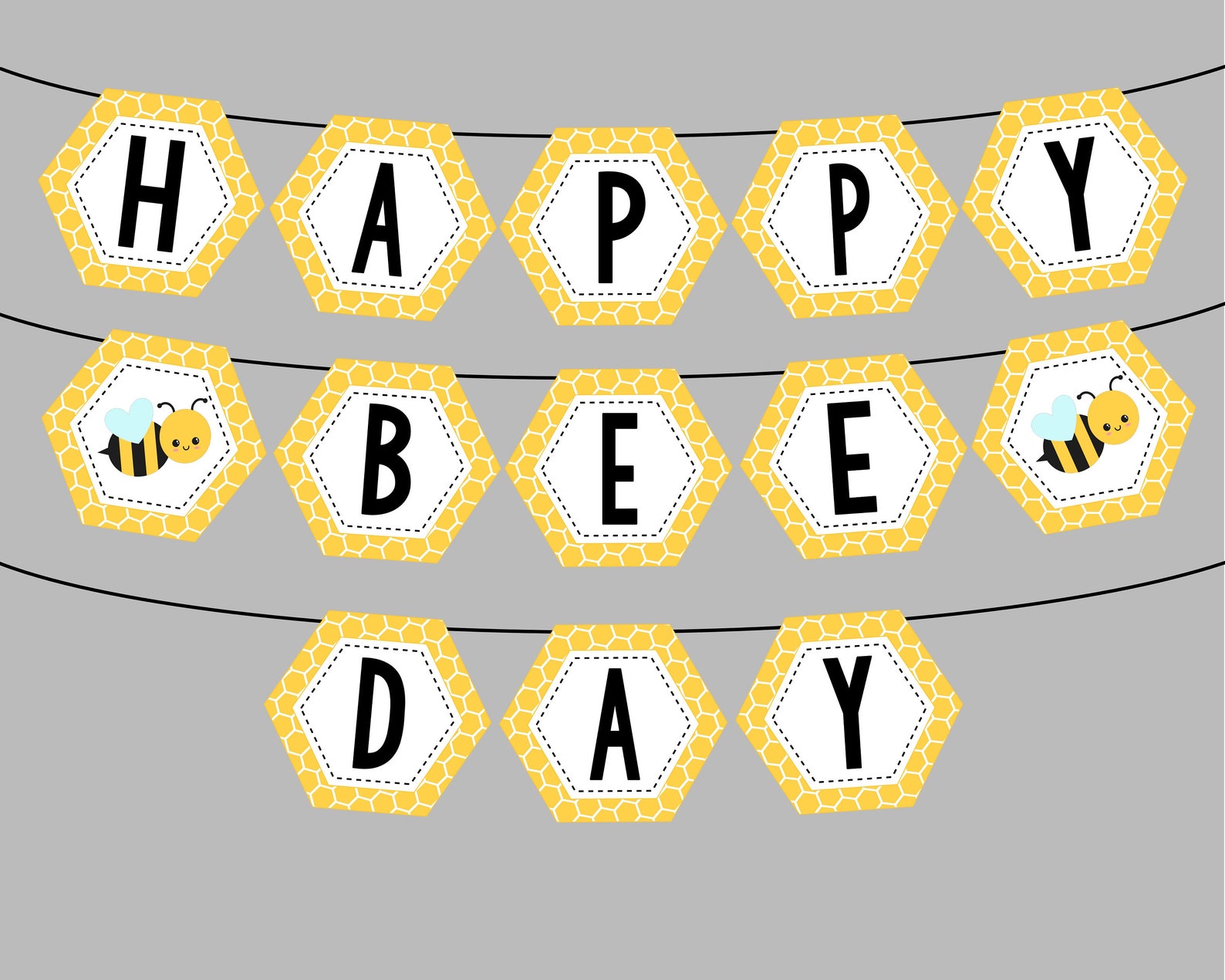 Printable HAPPY BEE DAY Banner for Bee Birthday (Instant Download) - Etsy