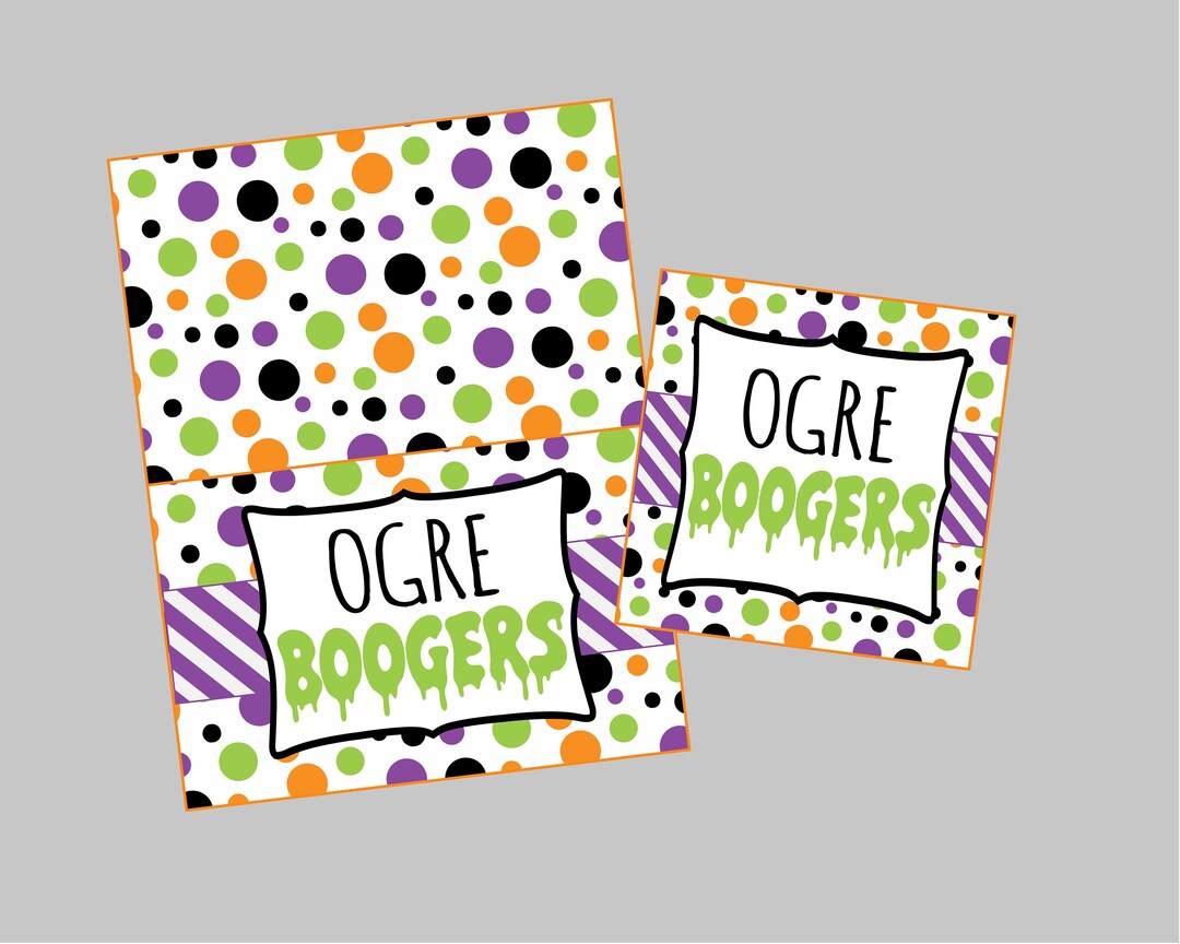 Ogre Boogers Halloween Treat Tags and Bags Toppers. Instant Digital ...