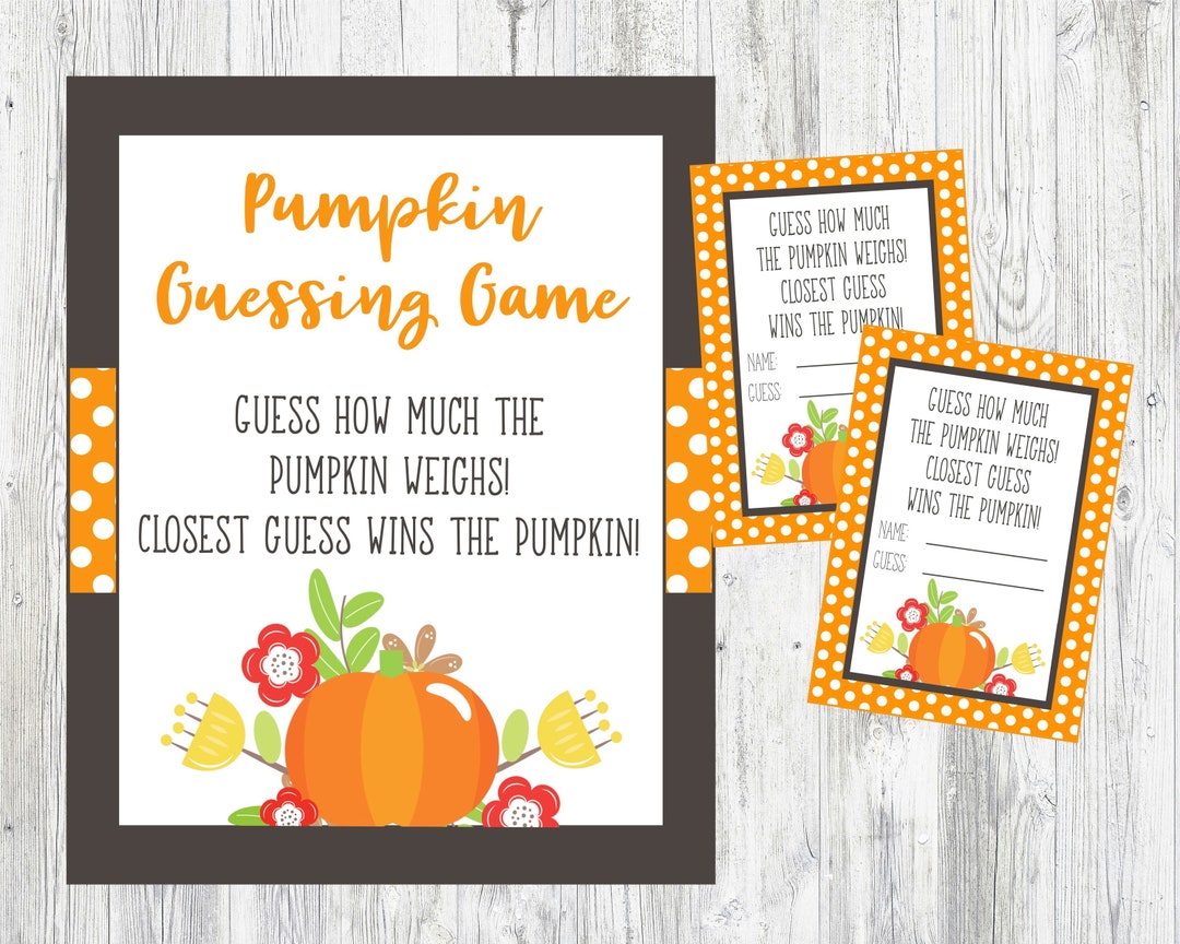 Pumpkin Guessing Game for Little Pumpkin Baby Shower, Fall Party, or ...