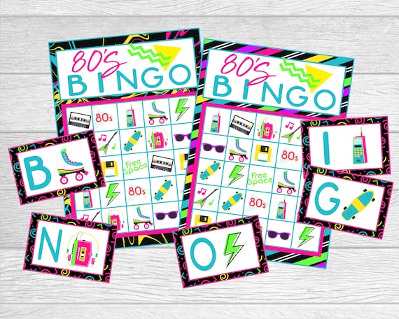 Printable 80's Bingo Game Set 12 Card Bingo Set. | Etsy Australia
