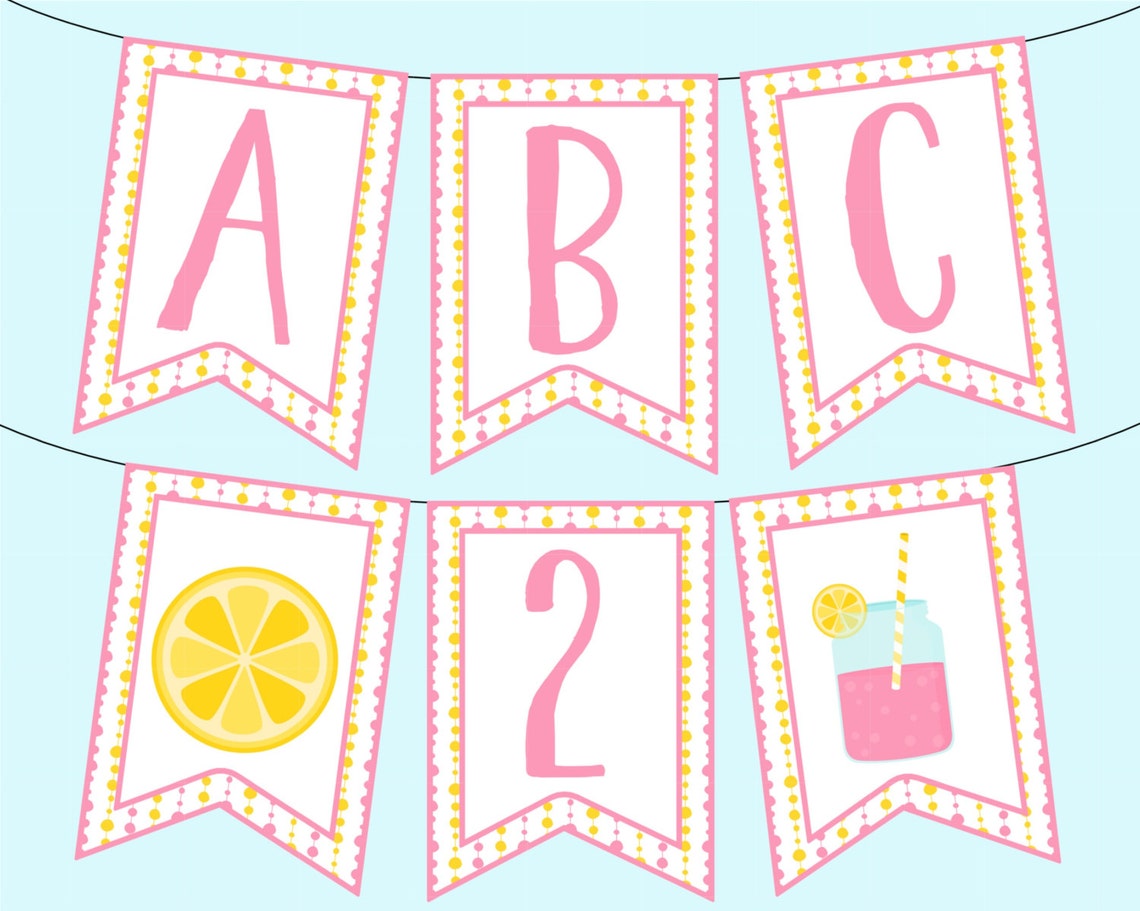 Pink Lemonade Banner. Includes Full Alphabet Numbers. Instant - Etsy