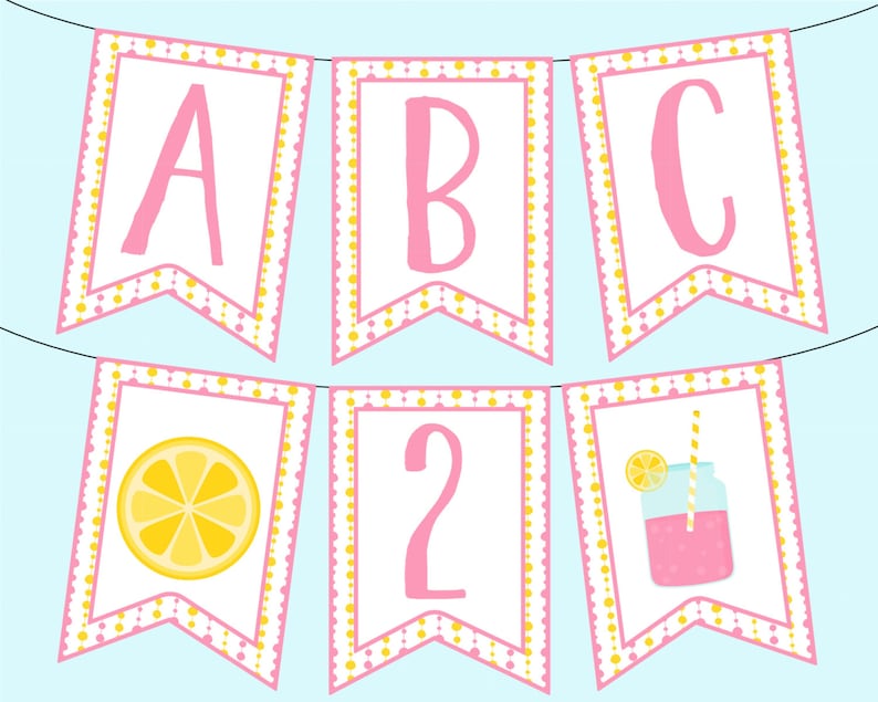 Pink Lemonade Banner. Includes Full Alphabet Numbers. Instant - Etsy