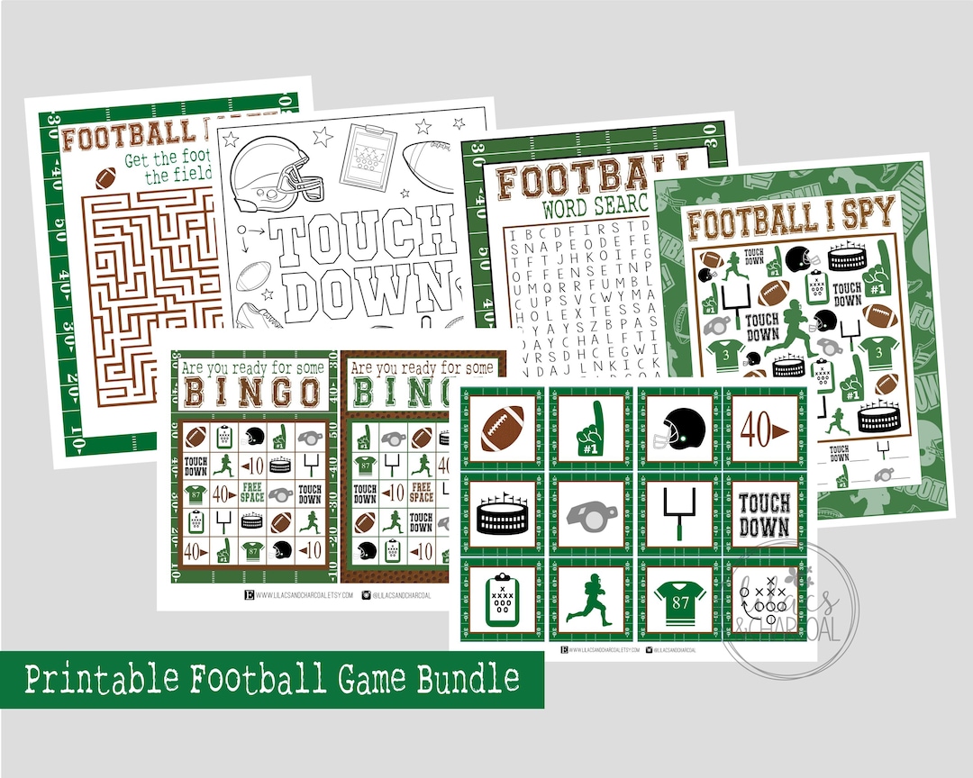 Printable Football Party Game Bundle: Bingo, Maze, I Spy, Word Search ...