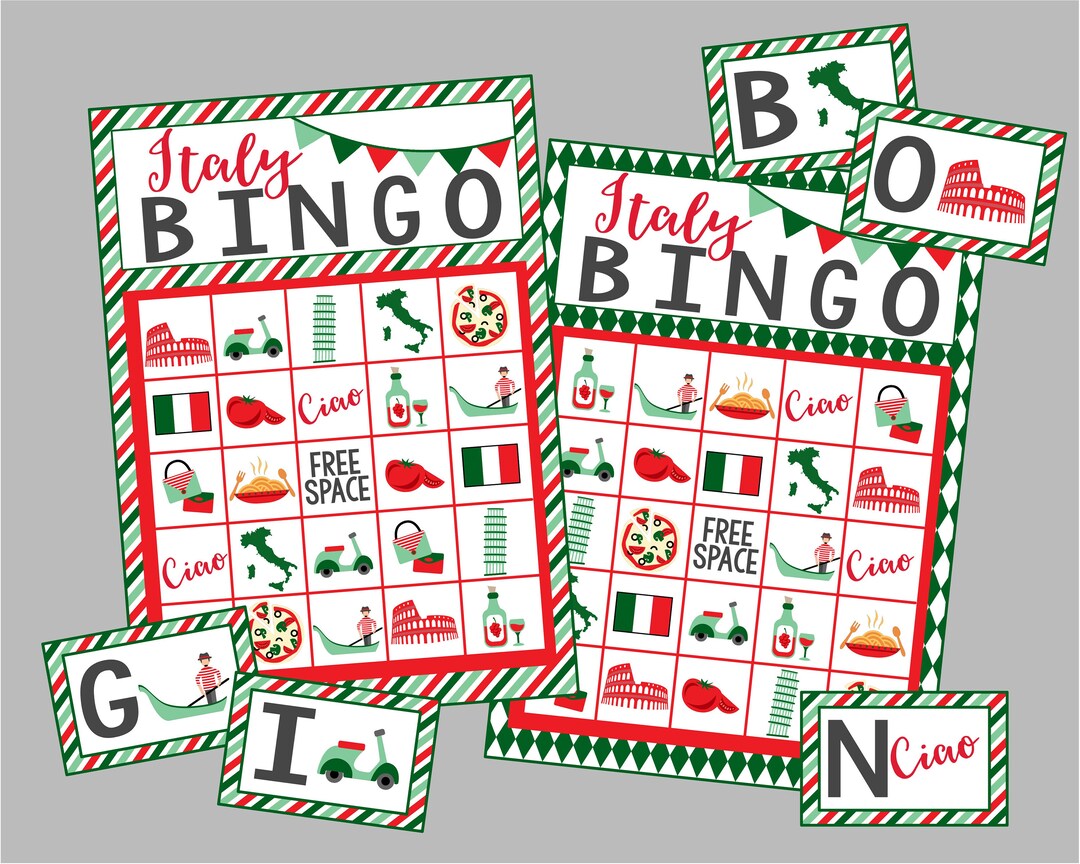 Printable Italy Bingo Game. 12 Card Italy Bingo Game Set for Italy ...