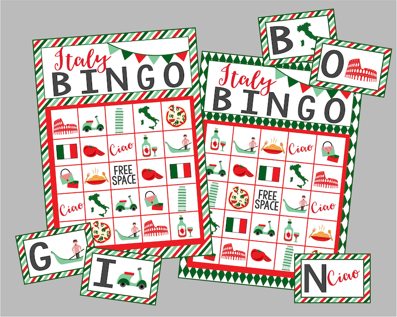 Printable Italy Bingo Game. 12 Card Italy Bingo Game Set for Italy ...