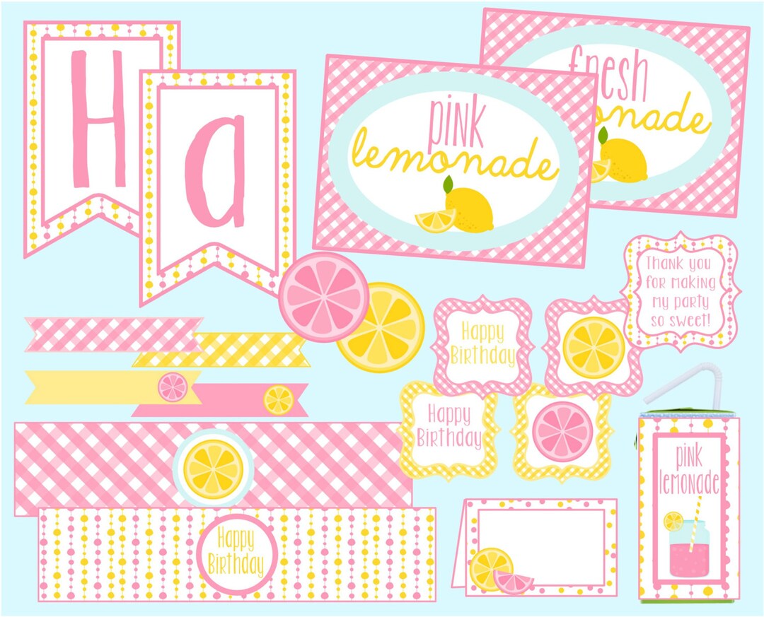 Pink Lemonade Party Package. Lemonade Stand Birthday Party Package ...