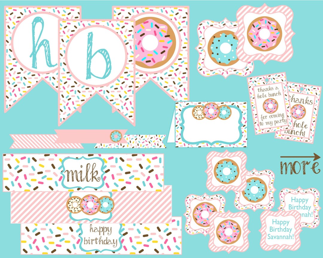 Donut Birthday Party Package. Digital Donut Party Decorations. Donut ...