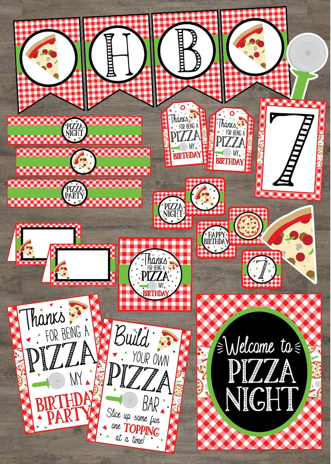 Pizza Party Printable Decoration Package. Pizza Birthday Party Decor ...