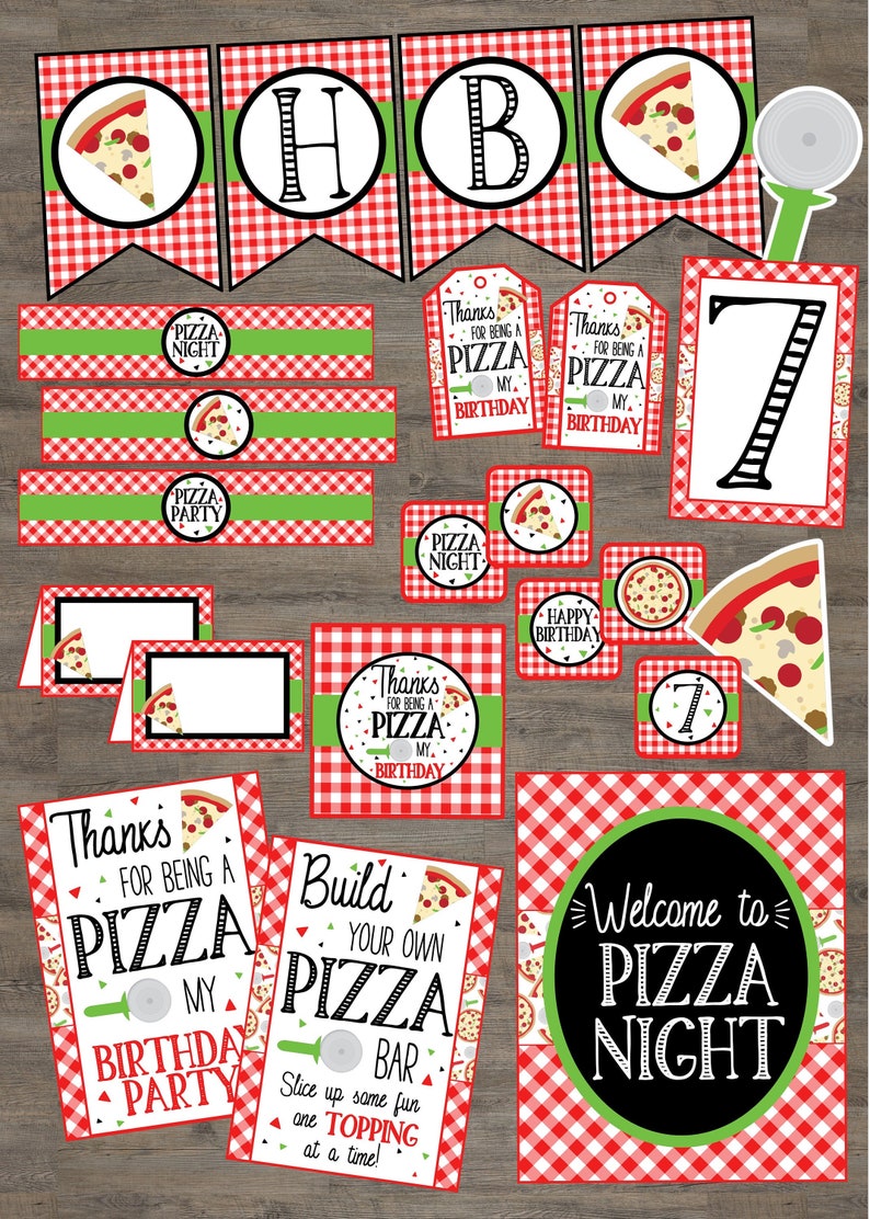 Pizza Party Printable Decoration Package. Pizza Birthday Party - Etsy