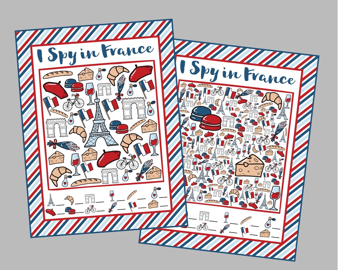 France I Spy Printable Games. 5 Different Sheets Easier to Harder ...