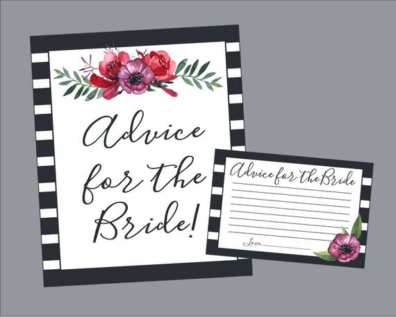 Advice for the Bride Bridal Shower Game. Instant Digital - Etsy