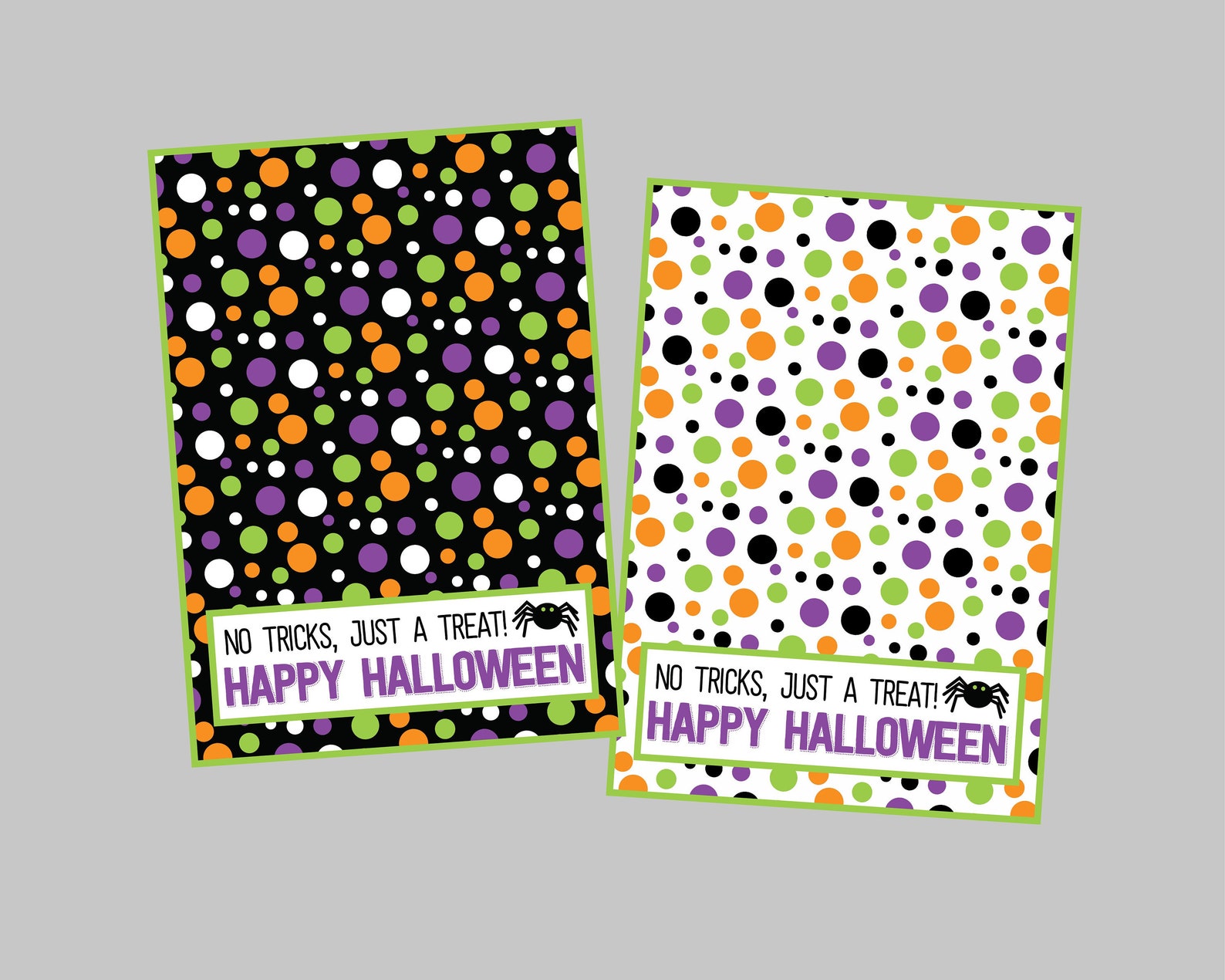 No Tricks Just A Treat Halloween Cards. Printable Cards for Halloween ...